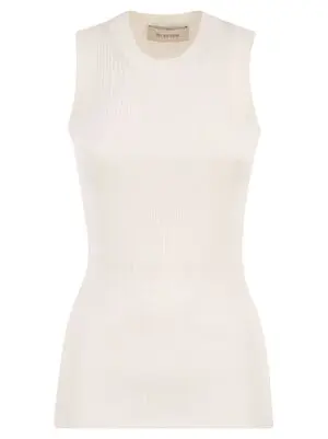 Sportmax Cotton Ribbed Knit Vest - White