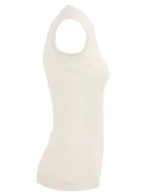 Sportmax Cotton Ribbed Knit Vest - White