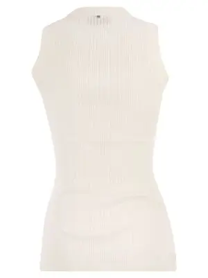 Sportmax Cotton Ribbed Knit Vest - White