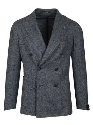 Tagliatore Double-breasted Wool And Silk Blazer - Blue