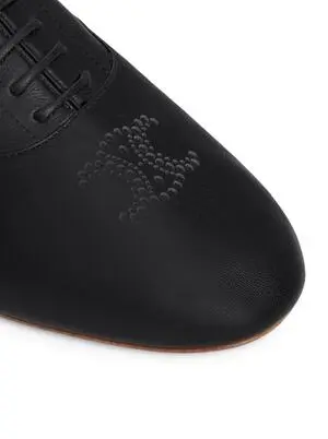 Celine Lise Perforated Triomphe Richelieu In Leather - Black