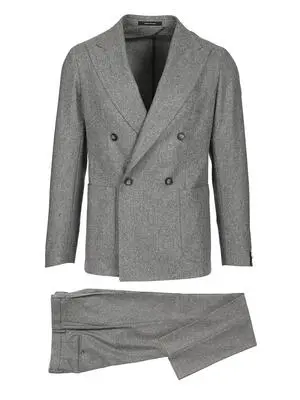 Tagliatore Super 100s Wool Double Breasted Suit - Gray