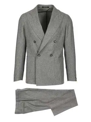 Tagliatore Super 100s Wool Double Breasted Suit - Gray