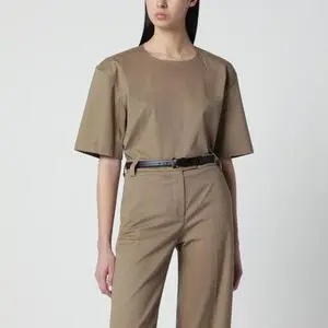 THELATEST Short-sleeve Cognac Cotton Top