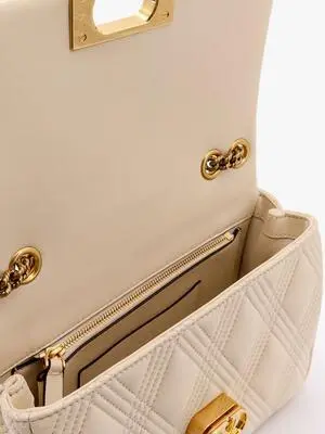 Valentino Garavani Quiltie 67 Leather Medium Shoulder Bag With Chain - Cream