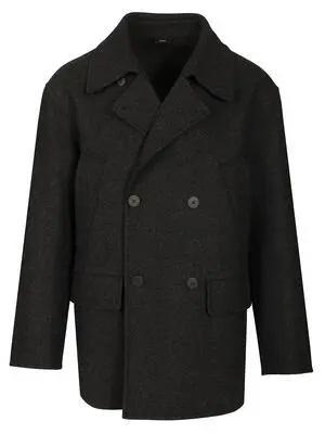 Fendi FENDI Wool Pea Coat Gray
