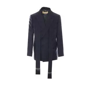 Valentino Garavani Double Breasted Jacket With Fringed Scarf