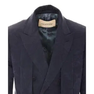 Valentino Garavani Double Breasted Jacket With Fringed Scarf