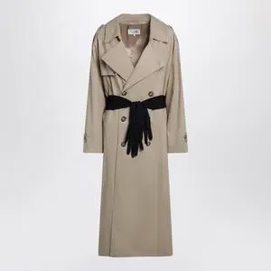 MAISON MARGIELA Beige Cotton Trench Coat With Gloves - Cream
