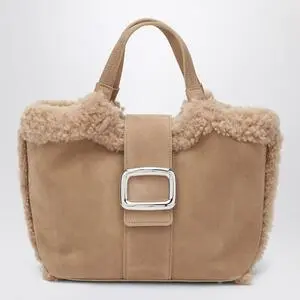 ROGER VIVIER Viv' Choc Mini Leather Shopping Bag - Cream