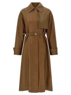Fendi Nappa Trench Coat - Brown