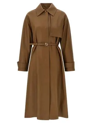 Fendi Nappa Trench Coat - Brown