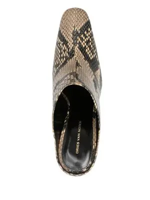 Dries Van Noten Leather Asymmetric Wedge Mules