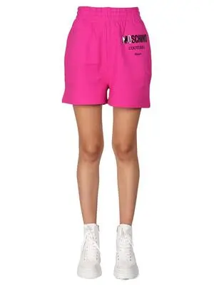 Moschino Shorts With Vinyl Logo - Purple