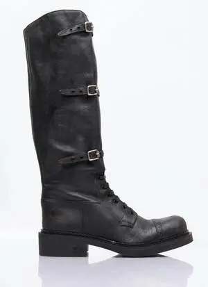 Miu Miu High Leather Boots - Black