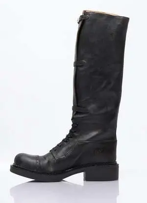 Miu Miu High Leather Boots - Black