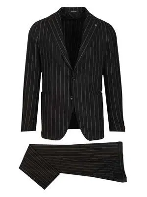Tagliatore Montecarlo Pinstriped Suit - Black
