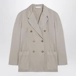 Palm Angels Beige Double-breasted Cotton Jacket - Cream