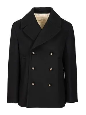 Valentino Garavani Wool Pea Coat - Blue