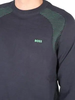 BOSS Crew Neck Striped Logo Sweater