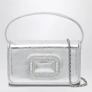 ROGER VIVIER Leather Micro Pilgrim Bag - Silver