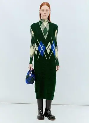 Burberry Argyle Wool Vest Dress - Green