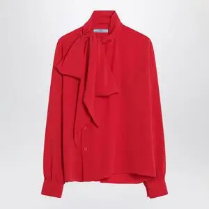 Prada Silk Blouse With Scarf - Red