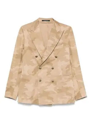 Tagliatore Double-breasted Camouflage Jacket - Green