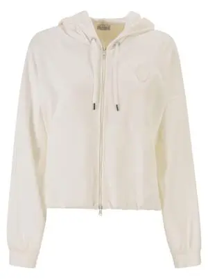 Brunello Cucinelli Technical Cotton Jersey Hooded Zip-up Sweatshirt - White