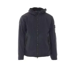 Stone Island Garment Dyed Crinkle Reps Ny Logo Jacket - Blue