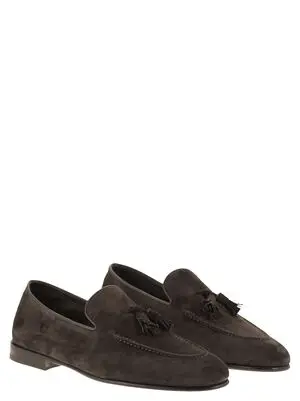 Brunello Cucinelli Suede Tasselled Moccasins - Brown