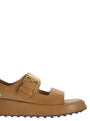 TOD'S Leather Sandal With Buckle - Multicolor