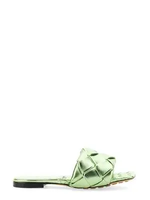 Bottega Veneta Bottega Veneta Woven Leather Flat Sandals Green