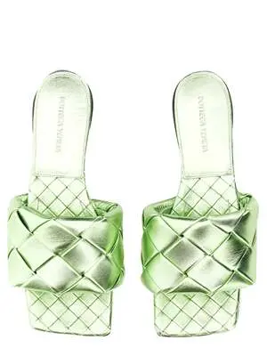 Bottega Veneta Woven Leather Flat Sandals - Green