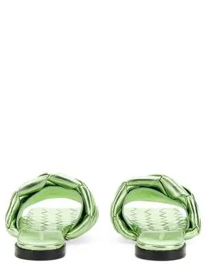 Bottega Veneta Woven Leather Flat Sandals - Green