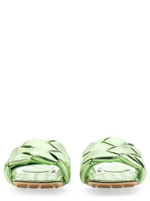 Bottega Veneta Woven Leather Flat Sandals - Green
