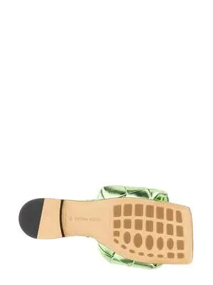 Bottega Veneta Woven Leather Flat Sandals - Green