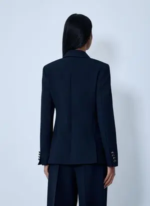 Max Mara Textured Wool Double-breasted Blazer - Blue