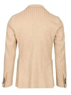 Tagliatore Montecarlo Linen Cotton Double Breasted Blazer - Cream