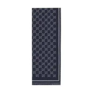 Gucci Gg Wool Jacquard Scarf - Blue