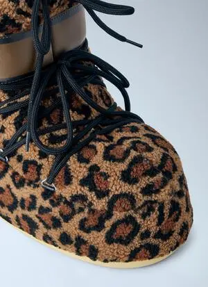 Moon Boot Icon Low Fleece Leopard Boots - Brown