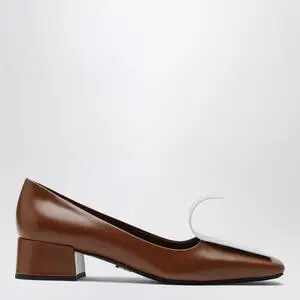 Prada Tabacco And White Leather Decollete - Brown