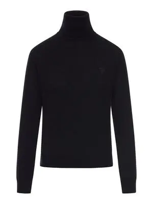 Gucci Wool Turtleneck With Embroidery - Black