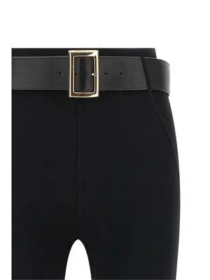 SELF-PORTRAIT Stretch Jersey Leggings With Belt - Black