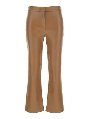 Max Mara S 'sublime' Flared Pants In Ecoleather - Brown