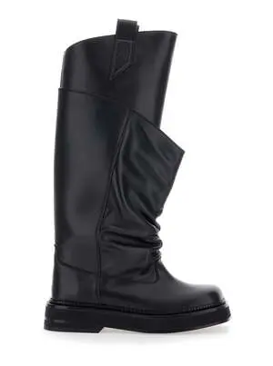 Attico Passeggiata Leather Boots - Black