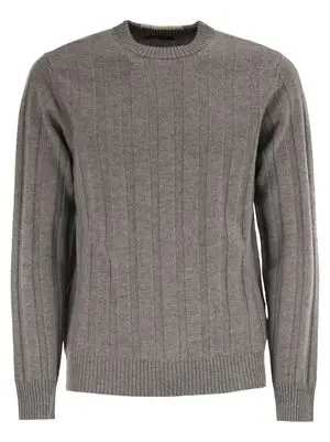 Peserico Wool And Cashmere Ribbed Jumper - Gray
