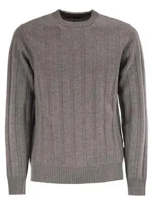 Peserico Wool And Cashmere Ribbed Jumper - Gray
