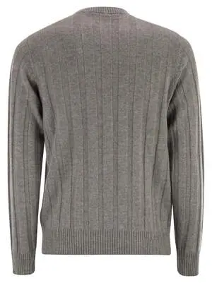 Peserico Wool And Cashmere Ribbed Jumper - Gray