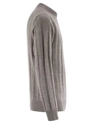 Peserico Wool And Cashmere Ribbed Jumper - Gray